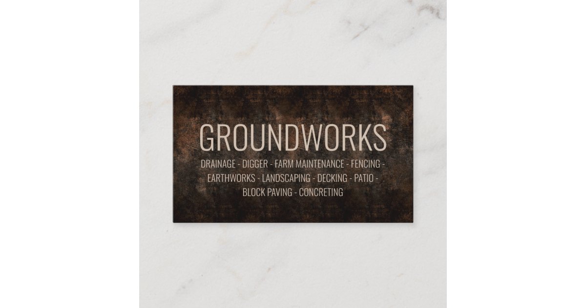 Groundworks Landscaping Architect Brown Ground Business Card | Zazzle