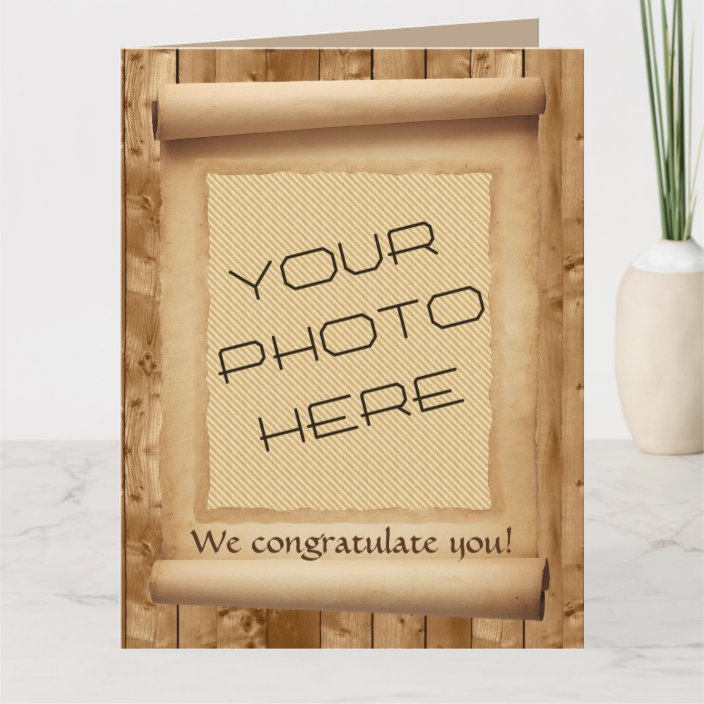 Group Congrats, Custom Photo in Scroll Frame Large Card | Zazzle.com