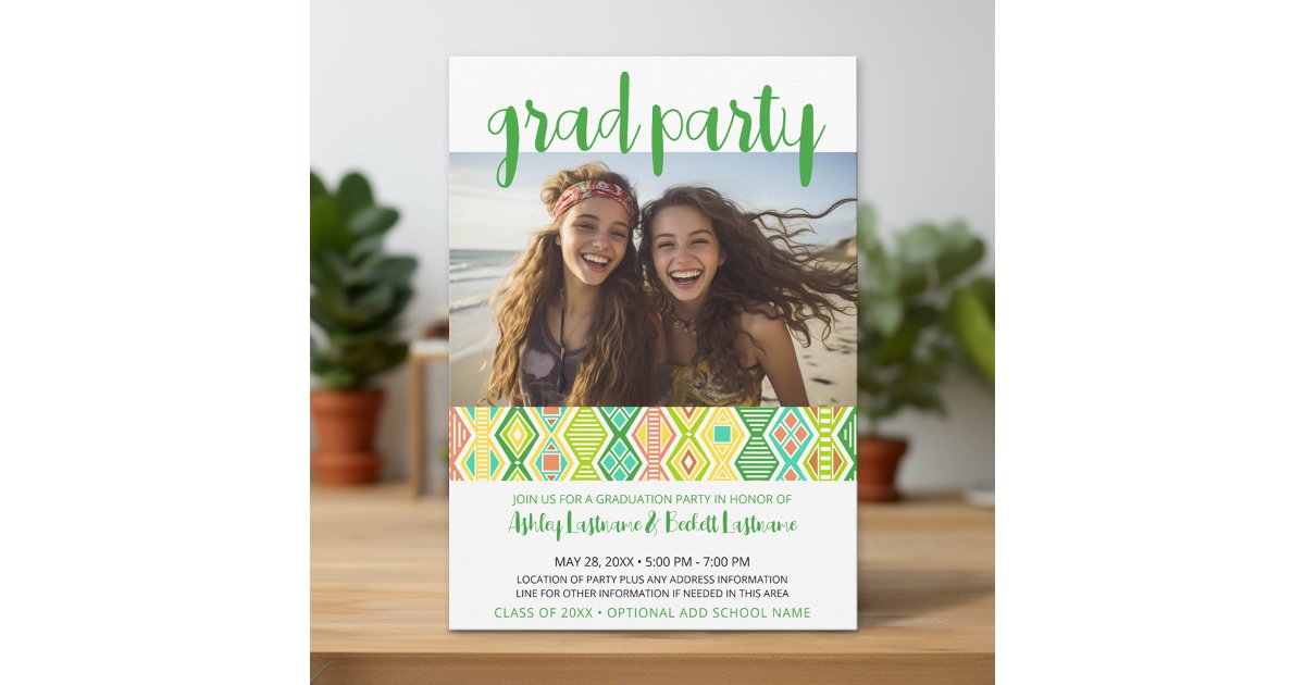 Group Graduation Party - Colorful Tribal Pattern Invitation | Zazzle