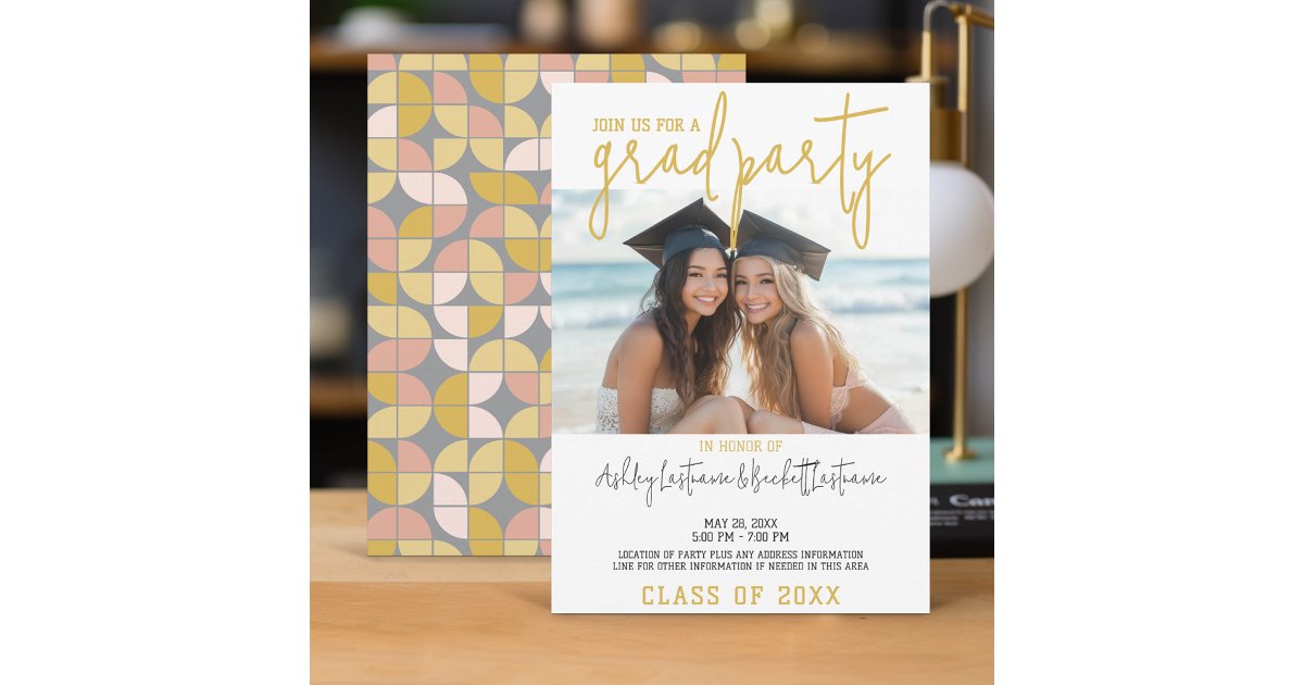 Group Graduation Party - Twin 2 Graduates Invitation | Zazzle