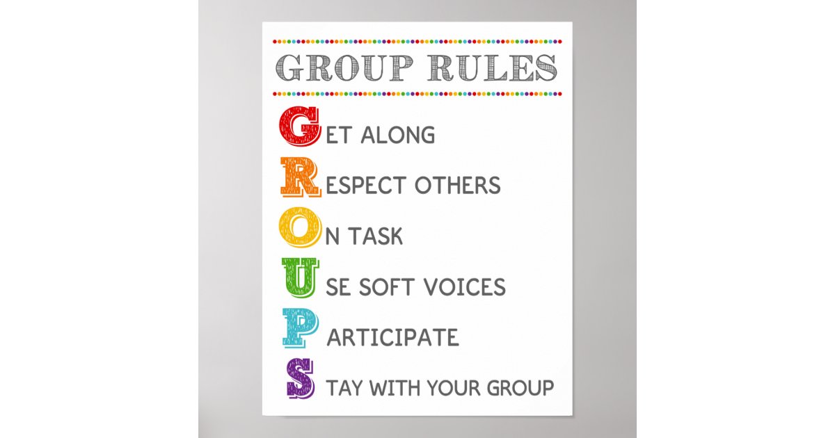 GROUP Rules Classroom Behavior Management Poster | Zazzle