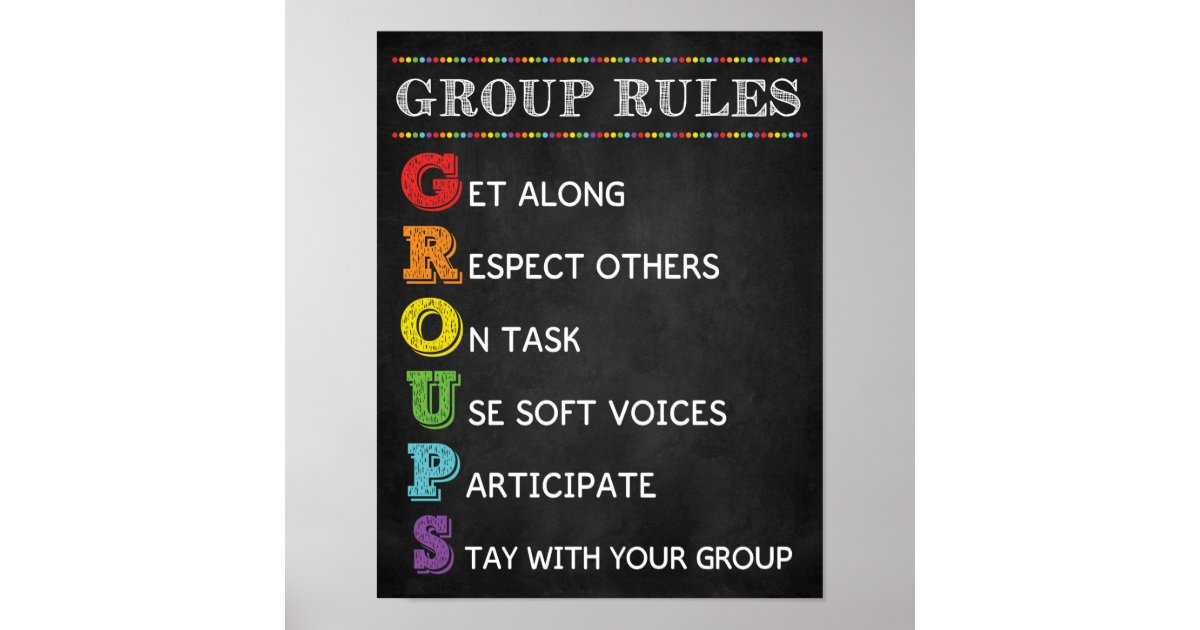 GROUP Rules Classroom Behavior Management Poster | Zazzle