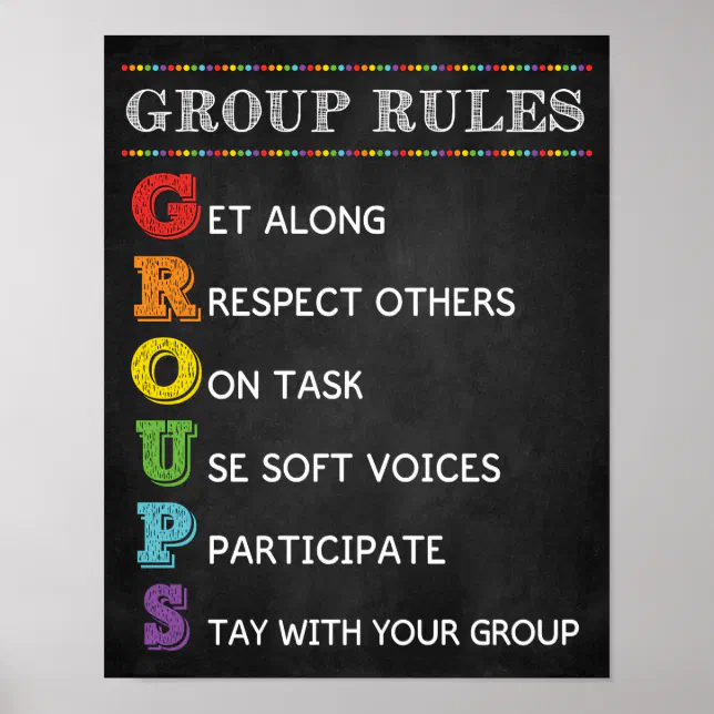 GROUP Rules Classroom Behavior Management Poster | Zazzle