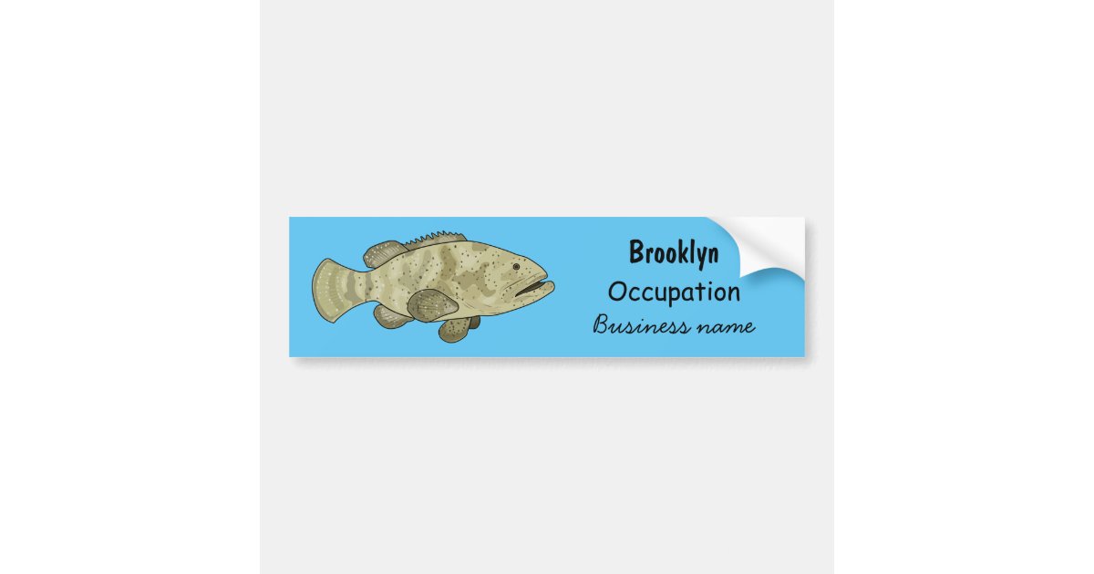 Grouper fish cartoon illustration bumper sticker | Zazzle