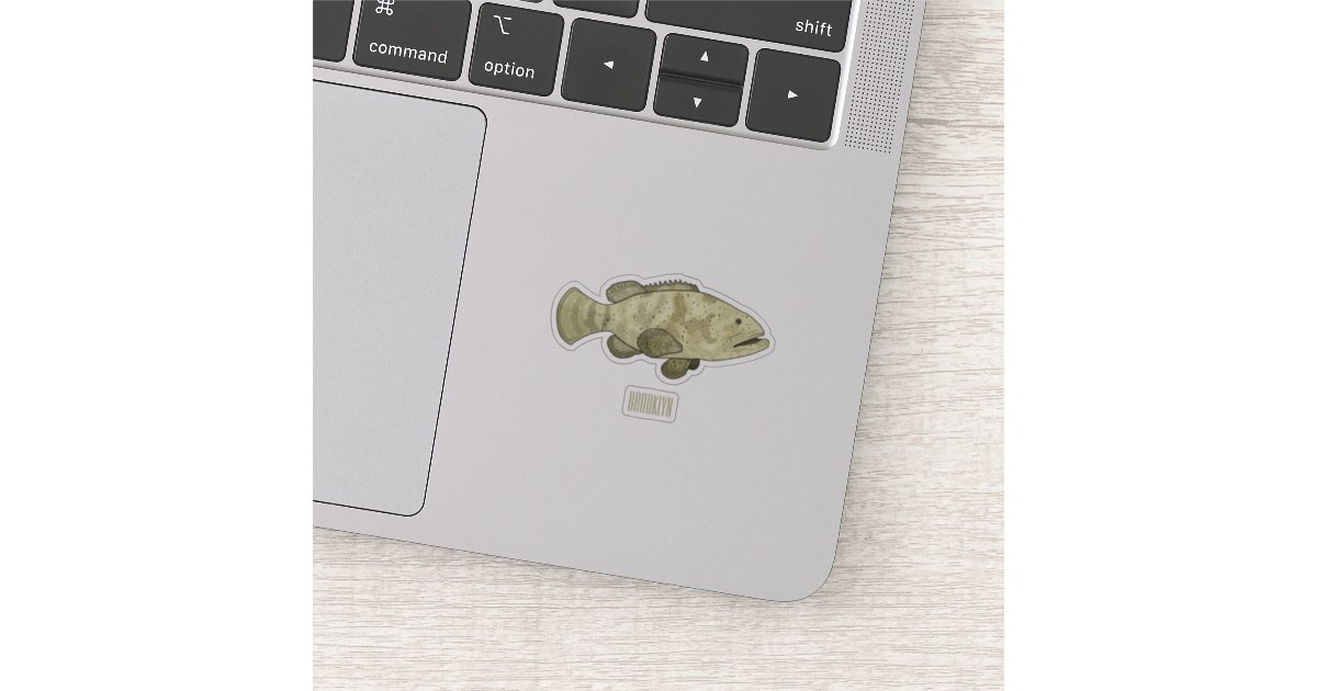 Grouper fish cartoon illustration sticker | Zazzle