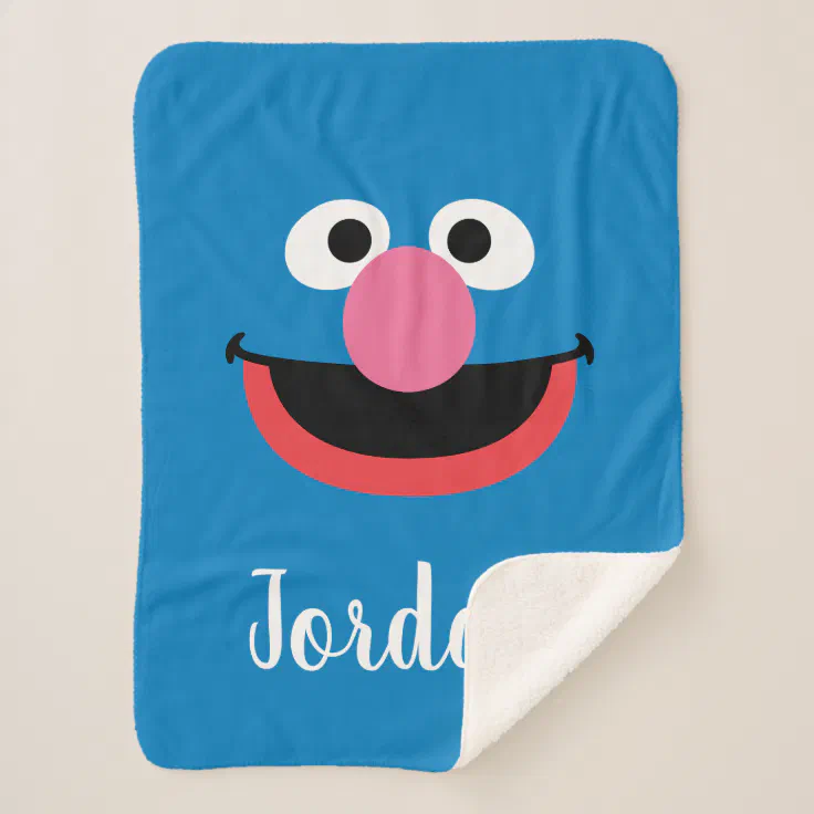 Grover Face Art | Add Your Name Sherpa Blanket | Zazzle