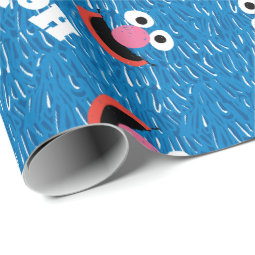 Grover Furry Face Pattern Wrapping Paper | Zazzle