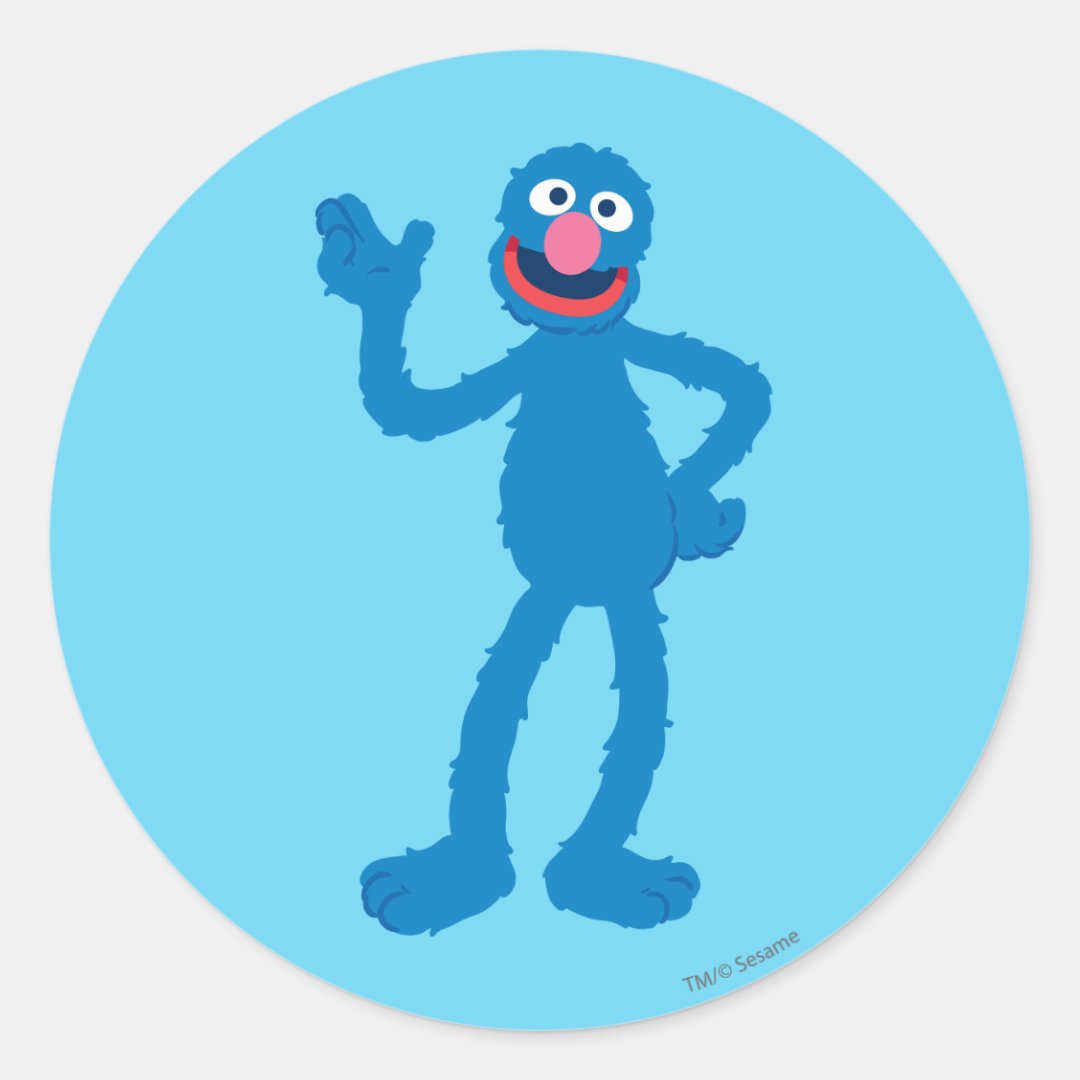 Grover Standing Classic Round Sticker | Zazzle