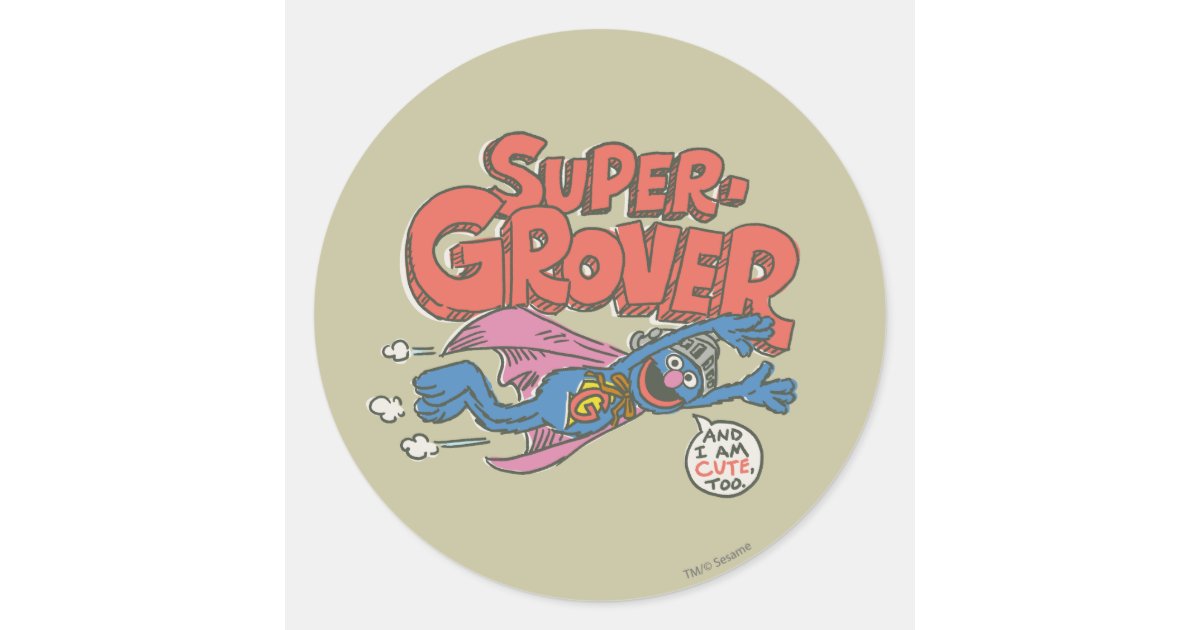 Grover Vintage Kids 1 Classic Round Sticker | Zazzle