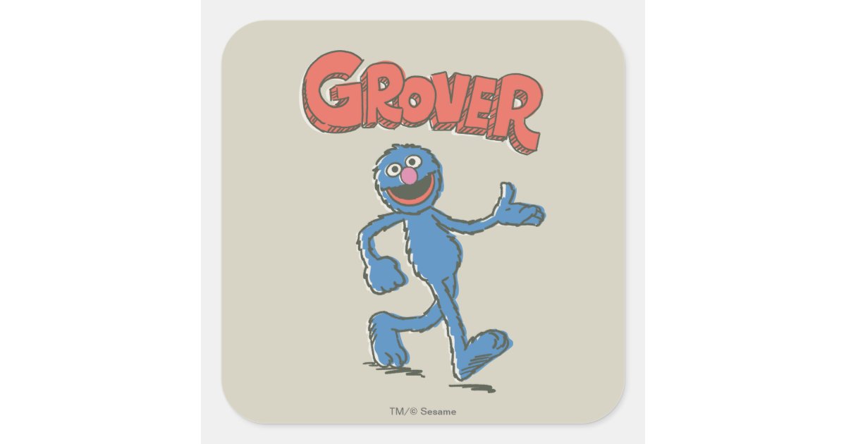Grover Vintage Kids 2 Square Sticker | Zazzle