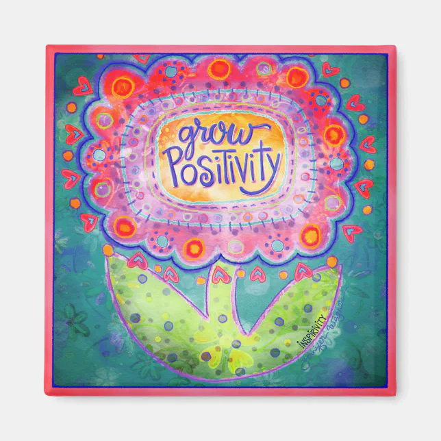 Grow Positivity Flower Pretty Pink Whimsical Magnet | Zazzle