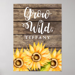 Grow Wild | Sunflower Nursery Art Poster | Zazzle
