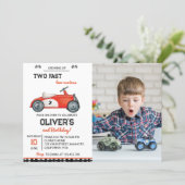Growing Up Two Fast Boy 2nd Birthday Invitation | Zazzle