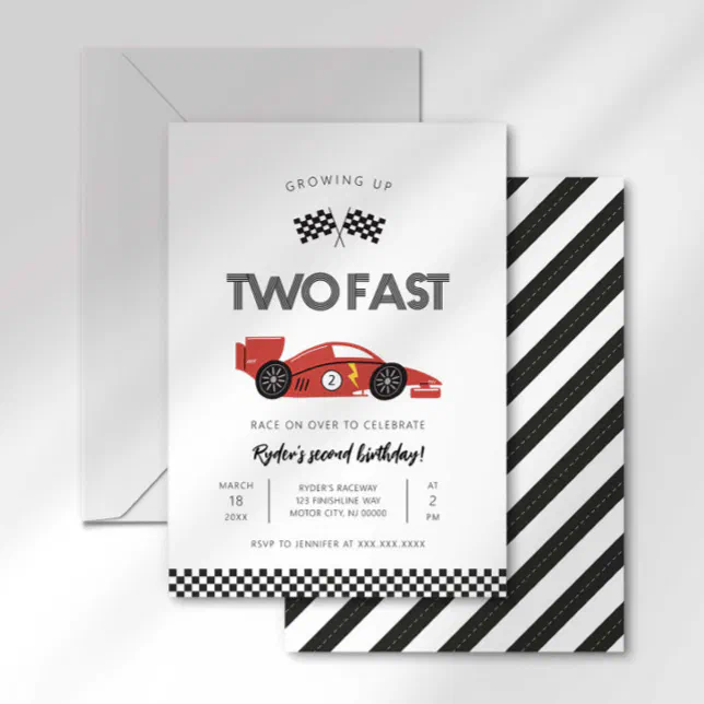Growing up Two Fast Second Birthday Invitation | Zazzle