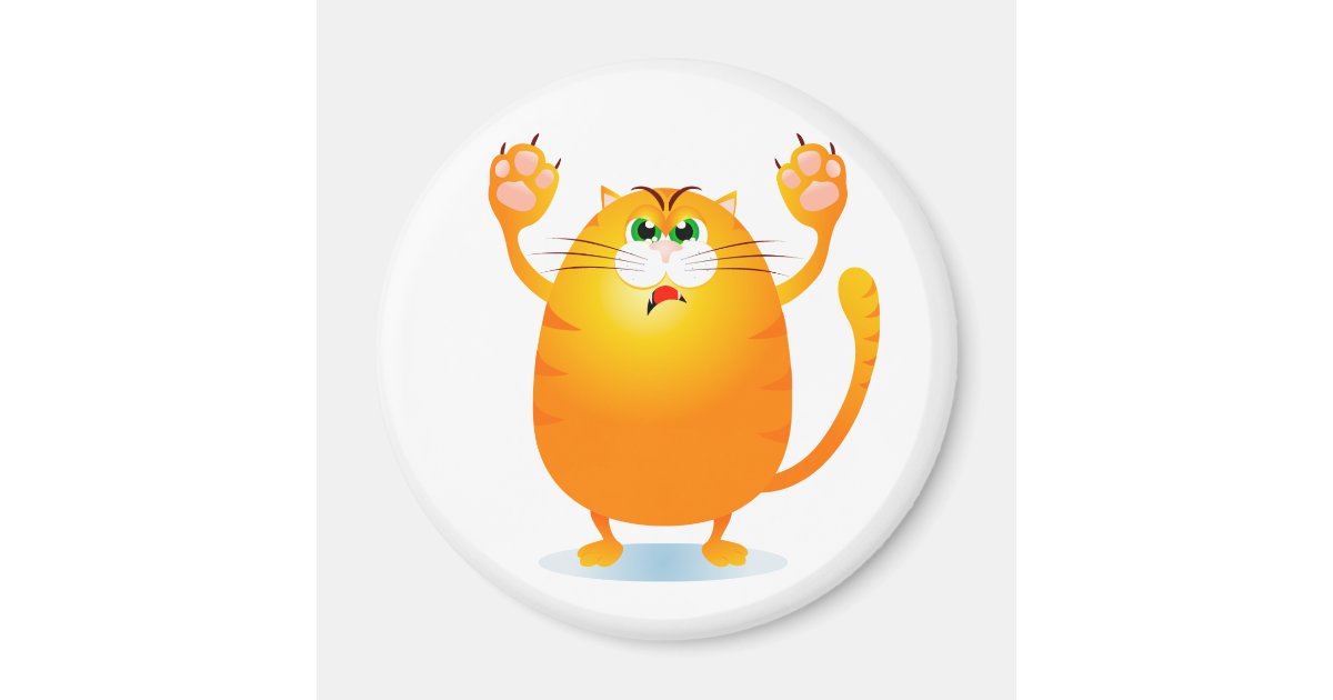 Grr! Funny cartoon cat, magnet | Zazzle