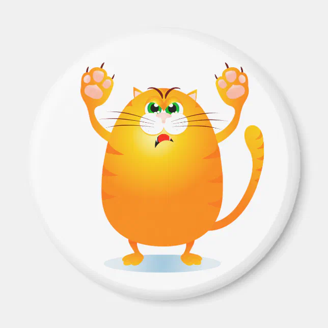 Grr! Funny cartoon cat, magnet | Zazzle