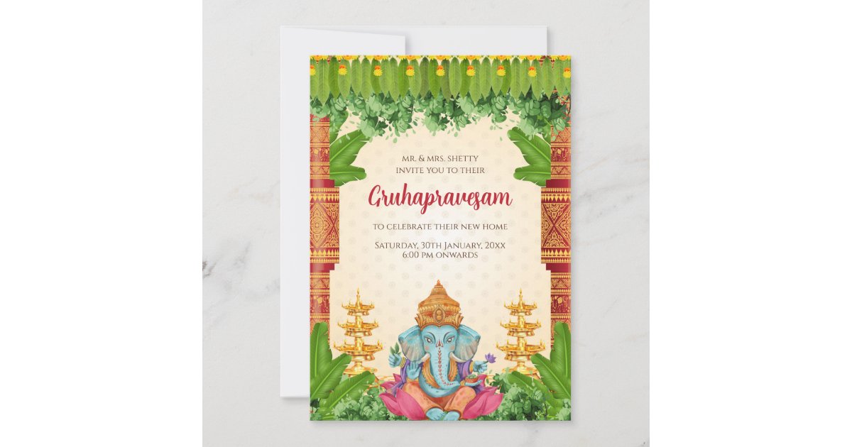 Gruhapravesam invite Grihapravesh invitation | Zazzle