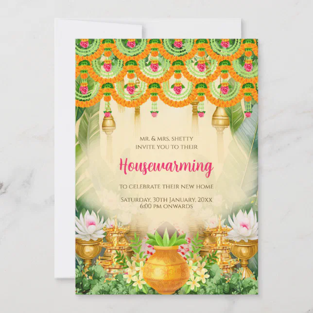 Gruhapravesam invite Indian Housewarming invite | Zazzle