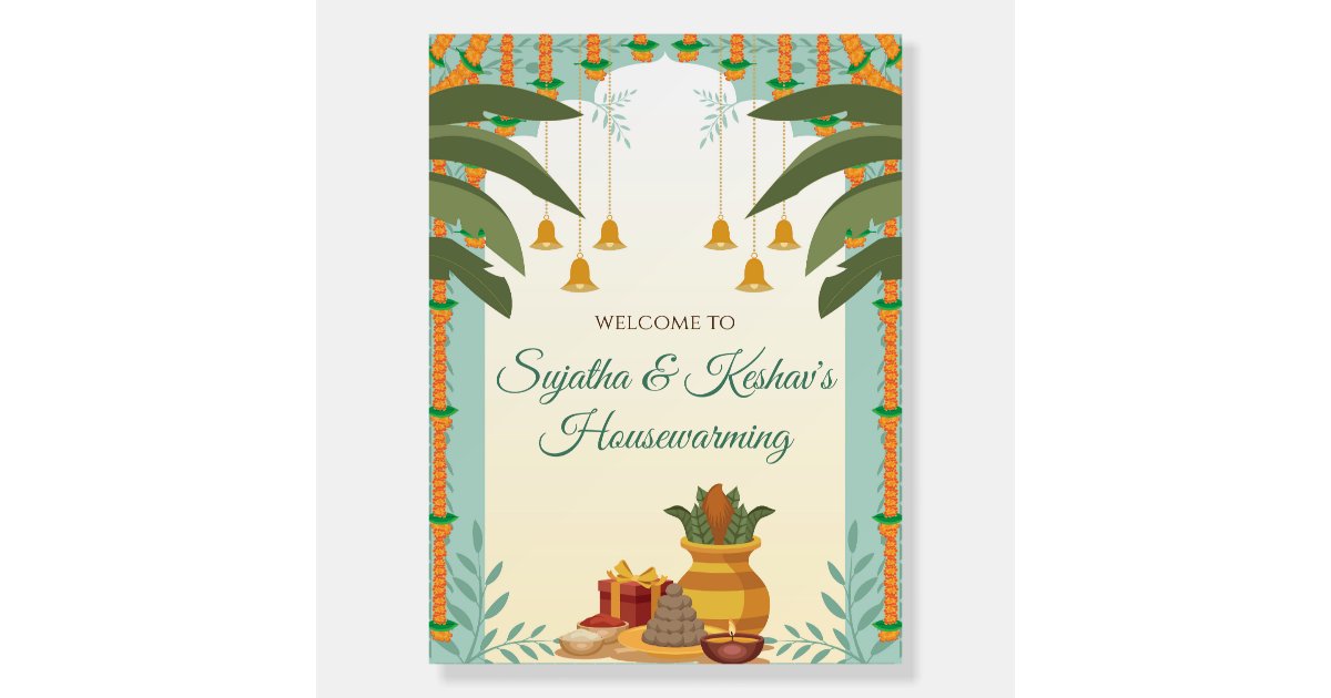 Gruhapravesam sign Indian Housewarming welcome | Zazzle