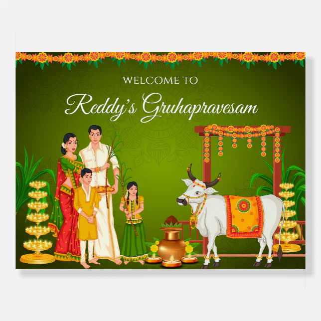 Gruhapravesam sign with cow & Gruhapravesham sign | Zazzle