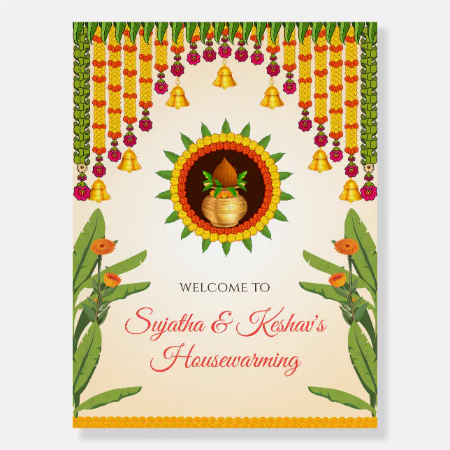 Gruhapravesam welcome sign Indian Housewarming | Zazzle