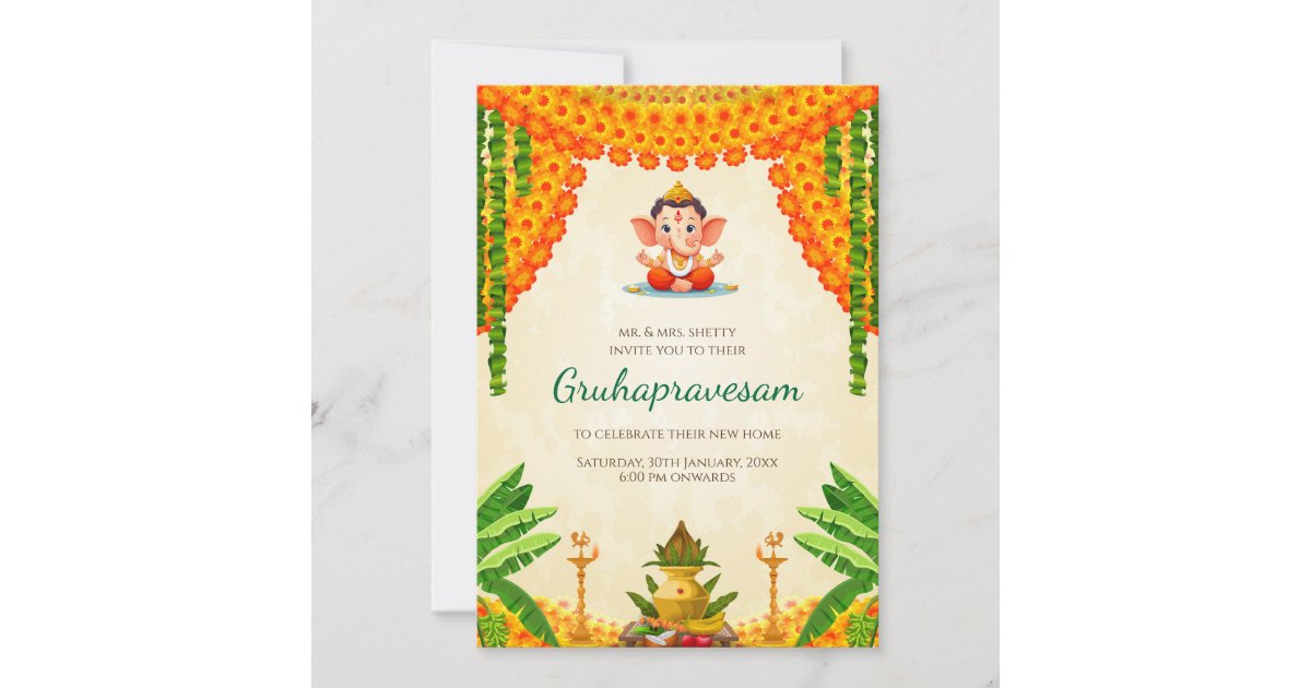 Gruhapravesham invite Grihapravesh invitation | Zazzle