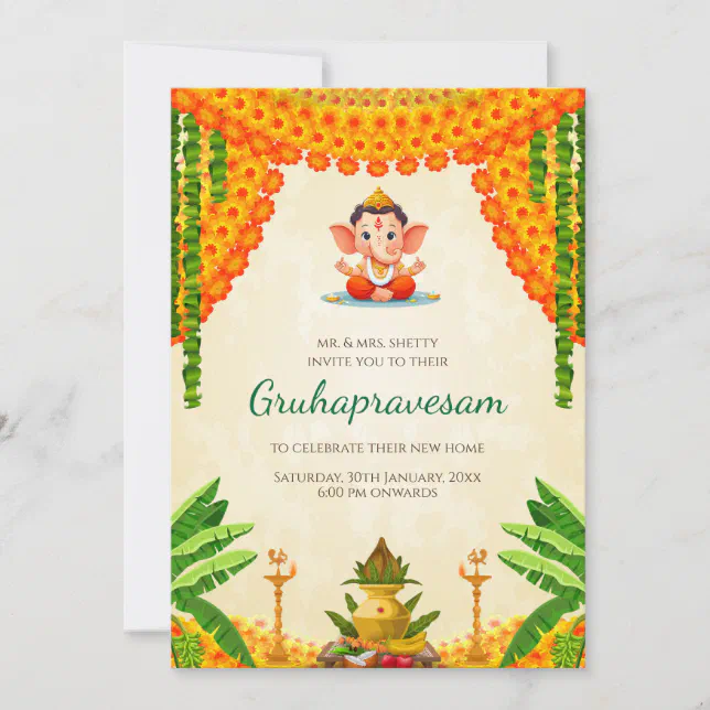 Gruhapravesham invite Grihapravesh invitation | Zazzle