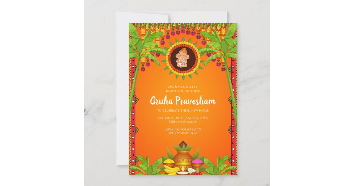 Gruhapravesham invite Indian Housewarming invite | Zazzle