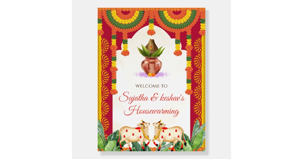 Gruhapravesham sign & Grihapravesh welcome sign | Zazzle