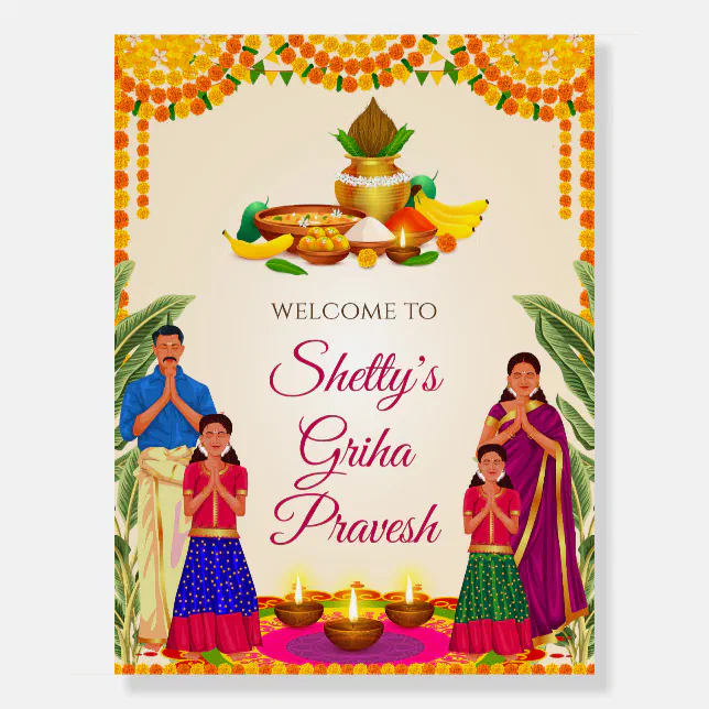 Gruhapravesham sign Indian Housewarming welcome | Zazzle