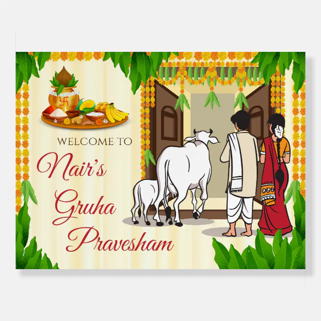 Gruhapravesham welcome sign Indian Housewarming | Zazzle