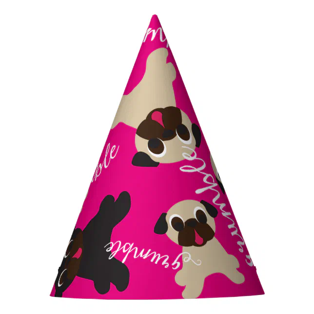 Grumble Grumble Fawn and Black Pugs Birthday Party Party Hat | Zazzle