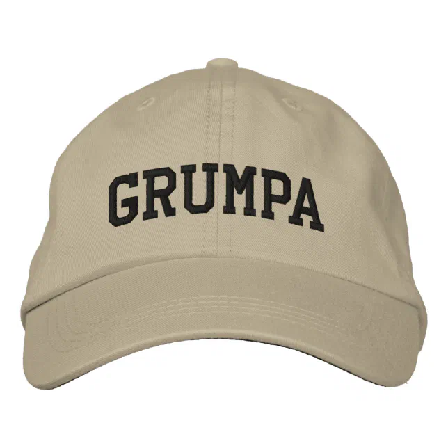 Grumpa | Funny Grumpy Grandpa in Black Embroidered Baseball Cap | Zazzle