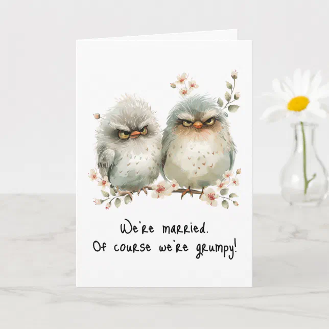 Grumpy Birds Funny Sarcastic Anniversary Card | Zazzle