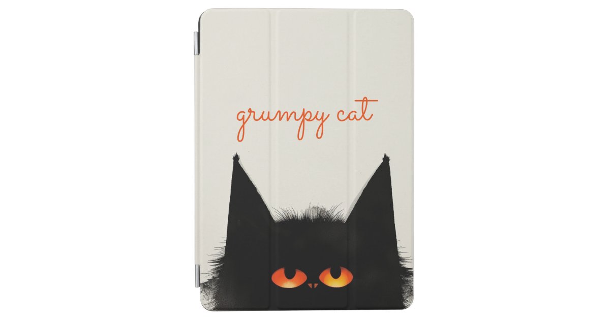Grumpy Black Cat iPad Air Cover | Zazzle