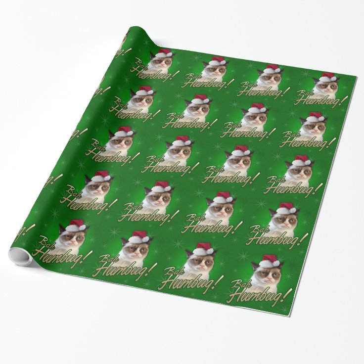 Grumpy Cat Bah Humbug Wrapping Paper | Zazzle