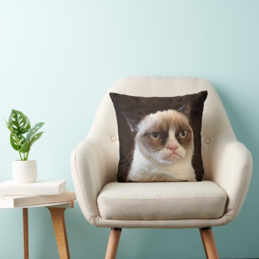 Grumpy Cat Brown Pillow | Zazzle