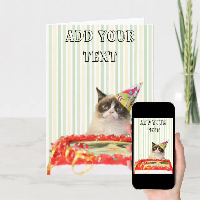 Grumpy Cat Party Greeting Card - Customizable | Zazzle