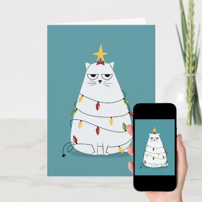 Grumpy Christmas Cat Holiday Card | Zazzle
