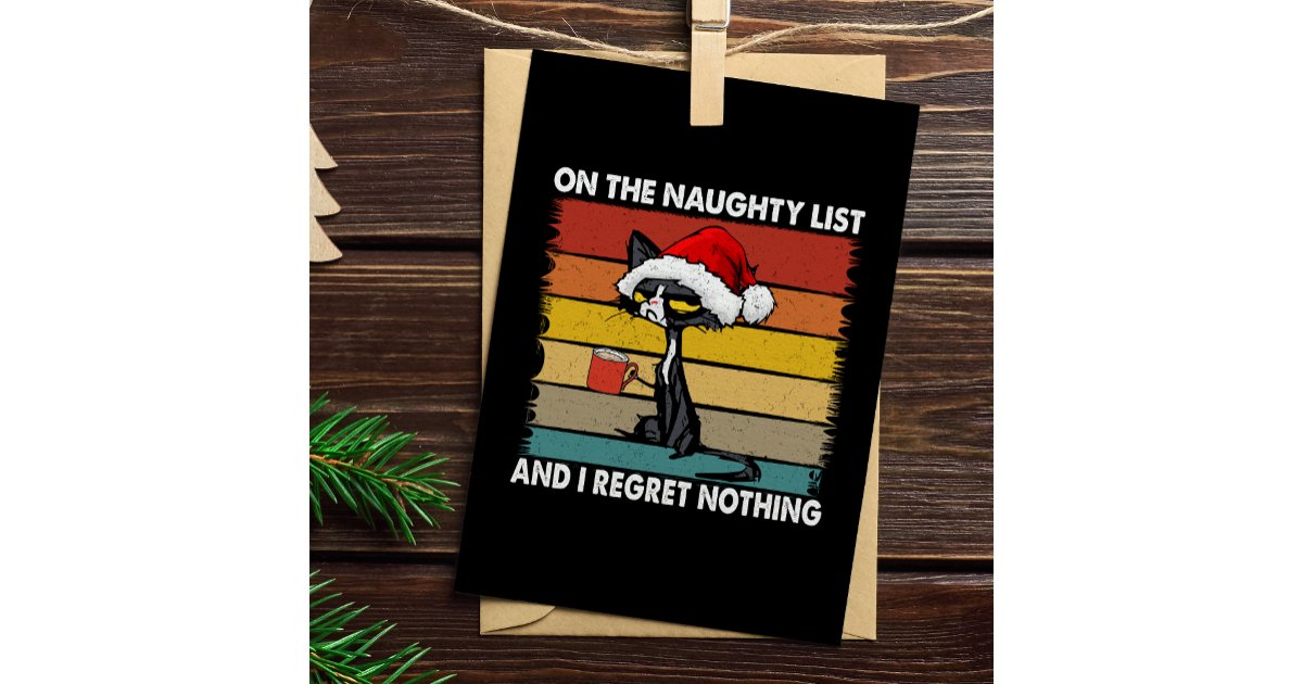 Grumpy Christmas Cat on the Naughty List Holiday Card | Zazzle
