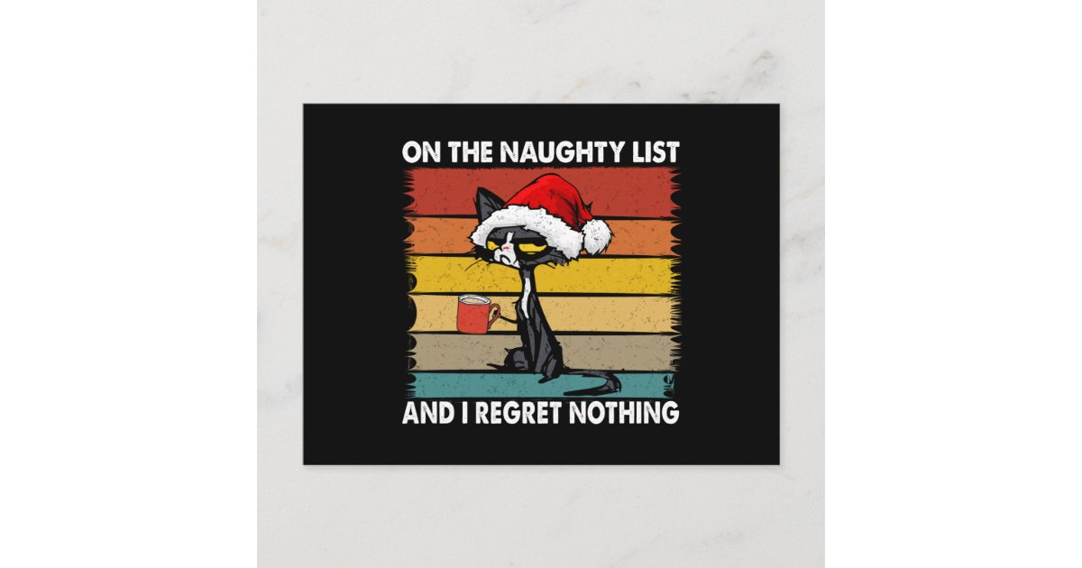 Grumpy Christmas Cat on the Naughty List Holiday Postcard | Zazzle