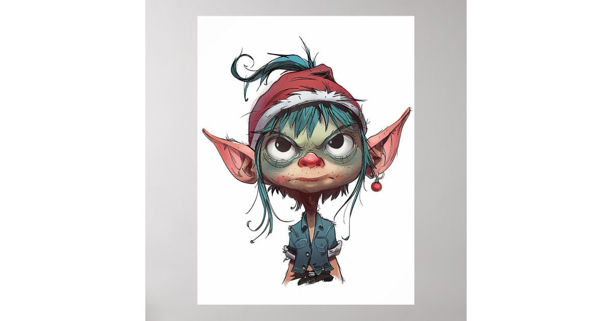 Grumpy Christmas Elf Attitude Poster | Zazzle
