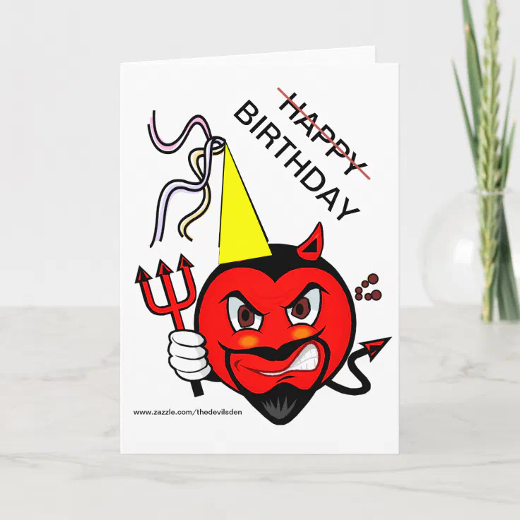 Grumpy Devil Happy Birthday Card | Zazzle