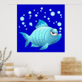 Grumpy Fish Cartoon Poster | Zazzle