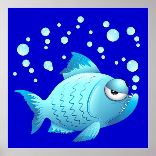 Grumpy Fish Cartoon Poster | Zazzle.com