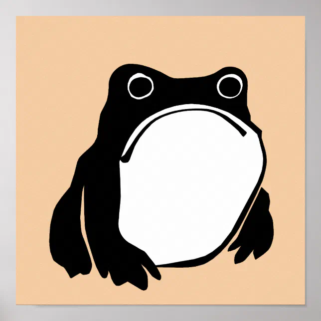 Grumpy Frog drawing Japanese art by Matsumoto Hoji Poster | Zazzle