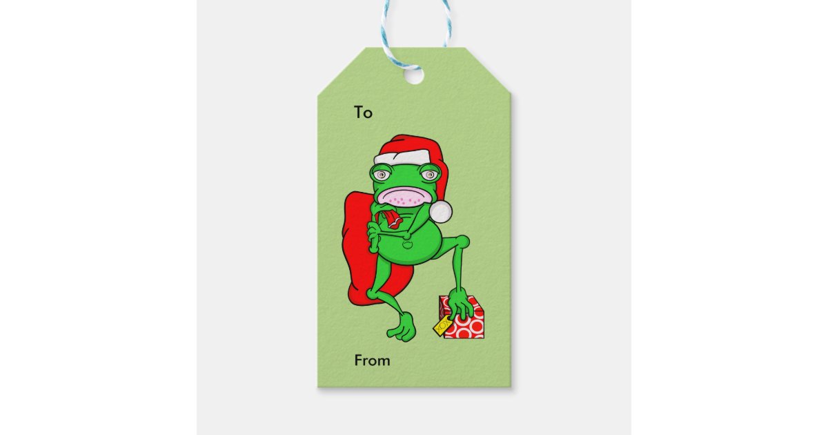 Grumpy Funny Christmas frog Gift Tags | Zazzle