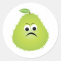 Grumpy Fuzzy Pear Face Funny Fruit Character Classic Round Sticker | Zazzle