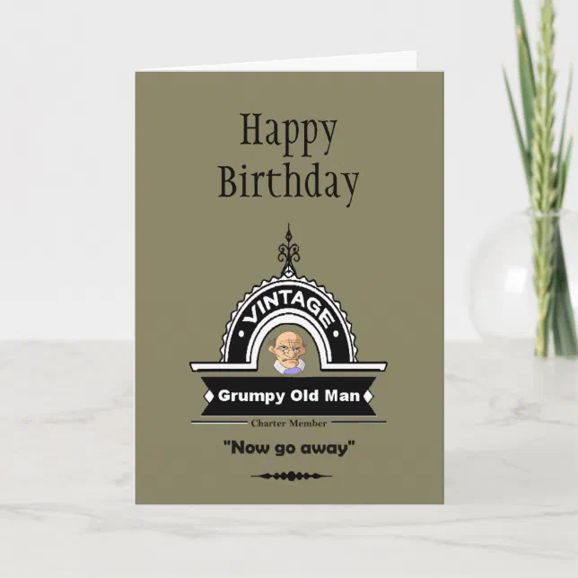 Grumpy Old Man Club Fun "Over the Hill" Birthday Card | Zazzle