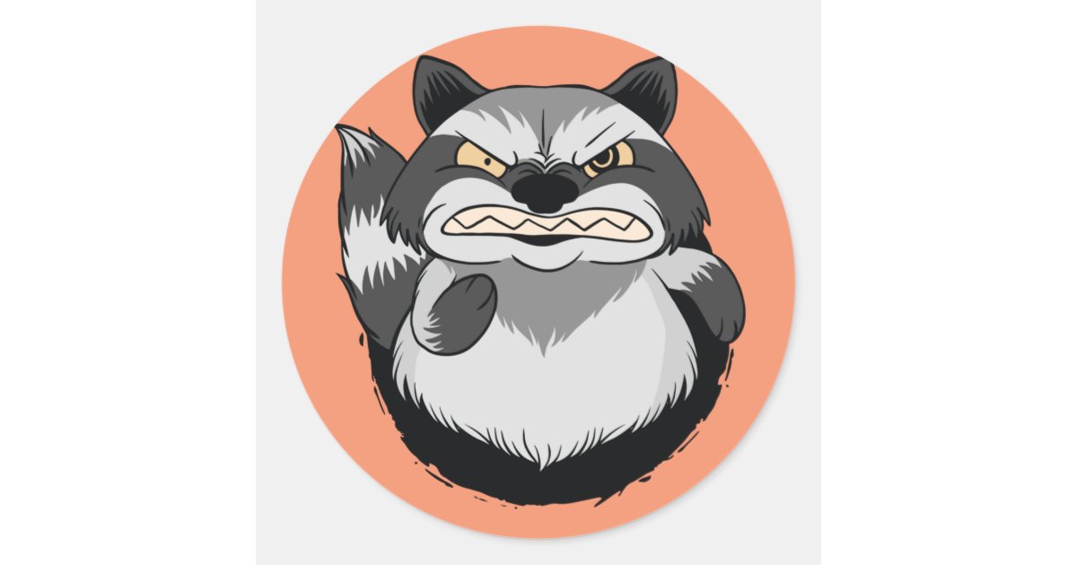 Grumpy Raccoon Classic Round Sticker | Zazzle
